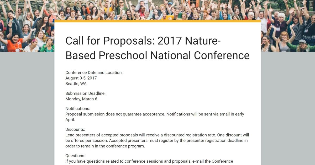 Call for Proposals: 2017 Nature-Based Preschool National Conference | eePRO
