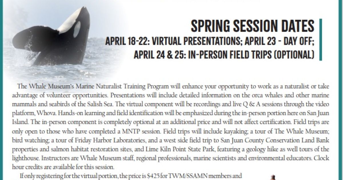 TWM's 2023 Hybrid Spring Marine Naturalist Training Program | eePRO